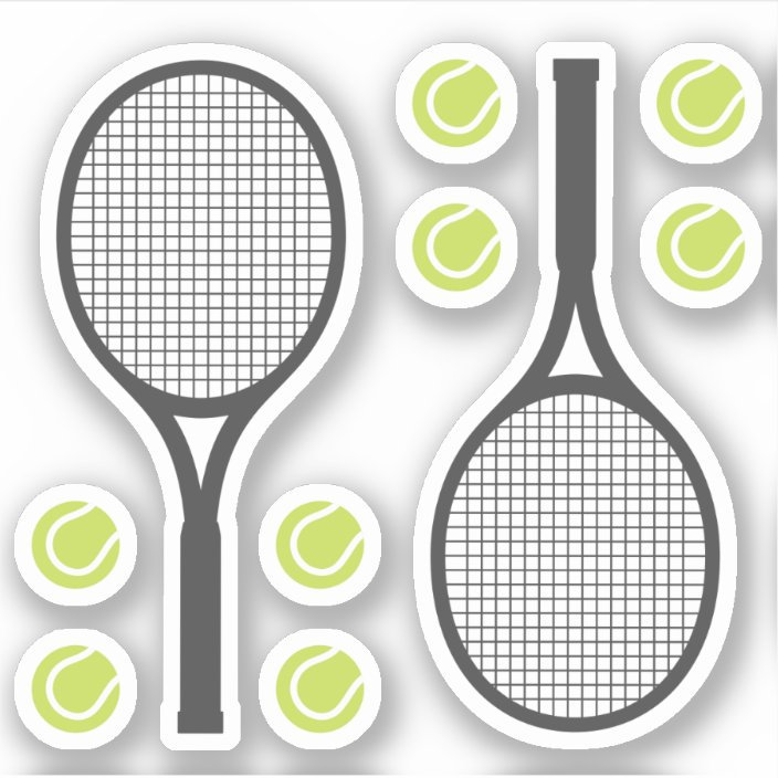 Tennis balls and tennis rackets sticker | Zazzle.com