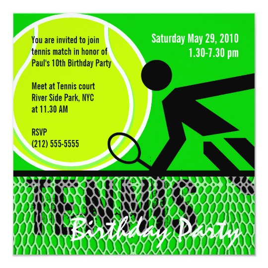 Tennis Birthday Party Invitation | Zazzle.com
