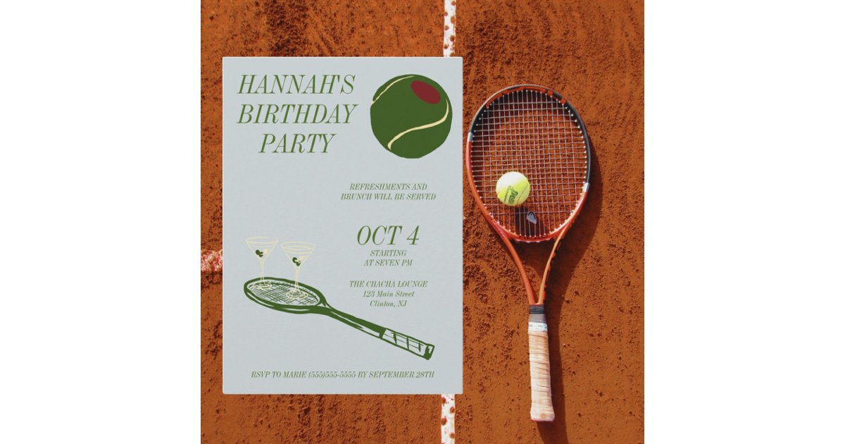 Tennis birthday party invitation | Zazzle