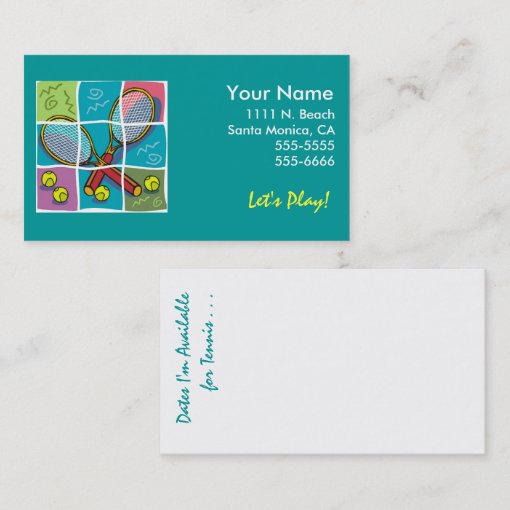 Tennis "Business" Card | Zazzle