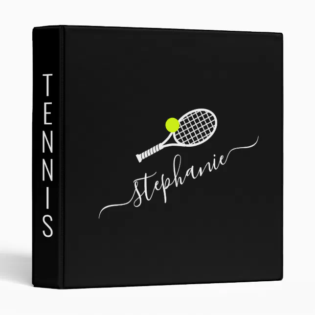 Tennis Captain Name Elegant Scrip Monogram 3 Ring Binder | Zazzle
