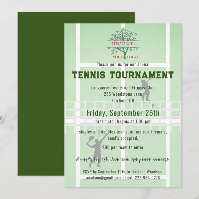 Tennis Club Tournament Logo Invitation | Zazzle