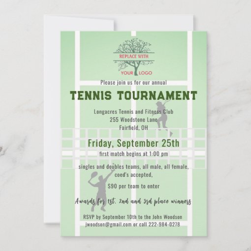 Tennis Club Tournament Logo Invitation | Zazzle
