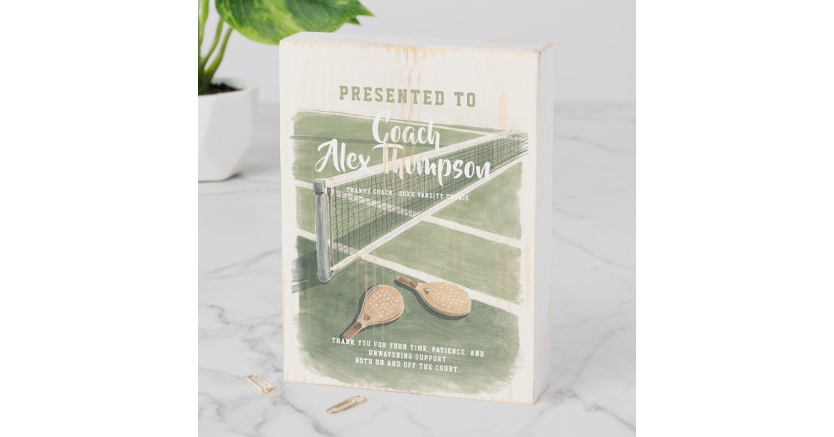 Tennis Coach Appreciation Thank You Award Wooden Box Sign | Zazzle