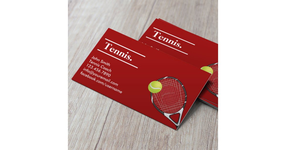 Tennis Coach Modern Red Clay Sport Instructor Business Card | Zazzle