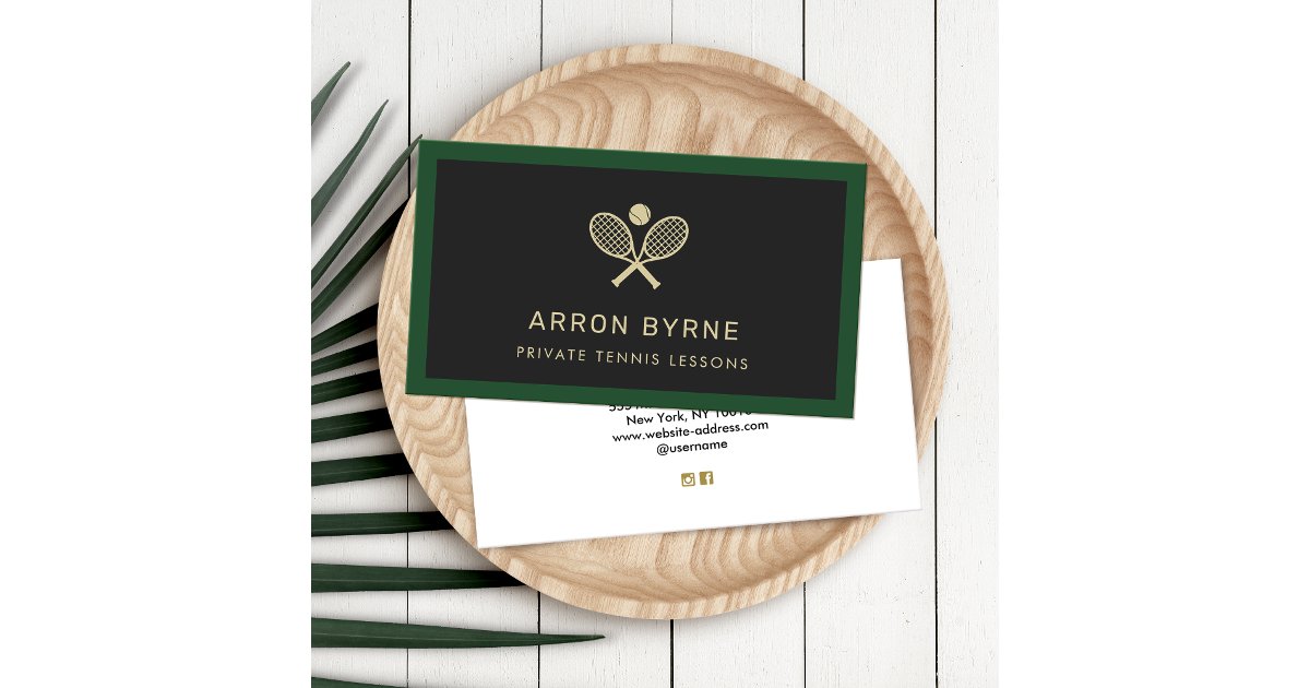 Tennis Coach Rackets Black Business Card | Zazzle