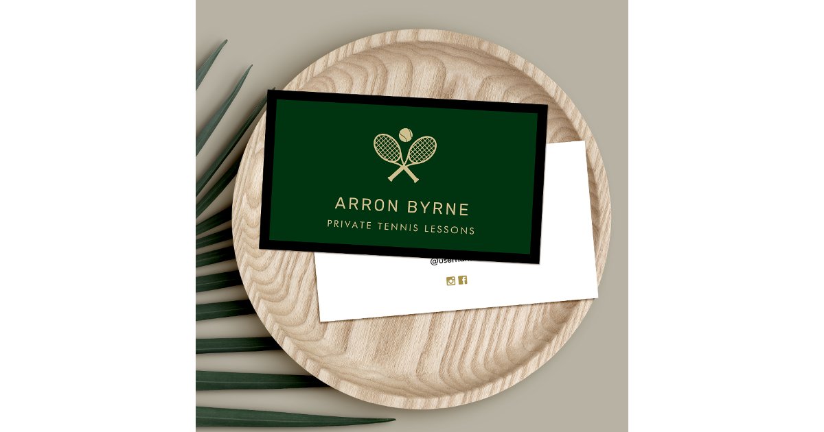 Tennis Coach Rackets Green Business Card | Zazzle