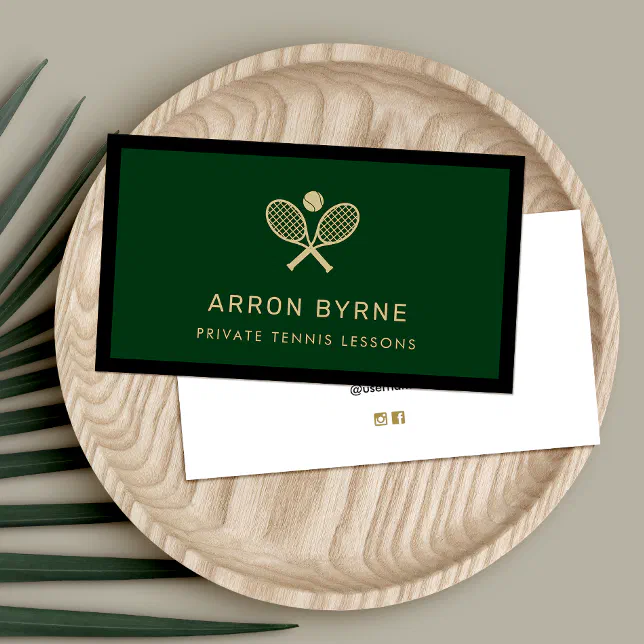 Tennis Coach Rackets Green Business Card | Zazzle