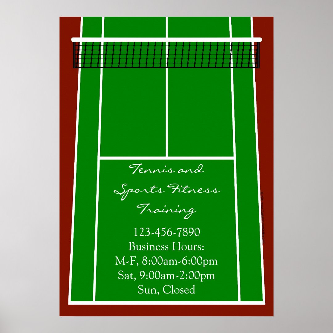 Tennis Court Layout Graphic Poster | Zazzle