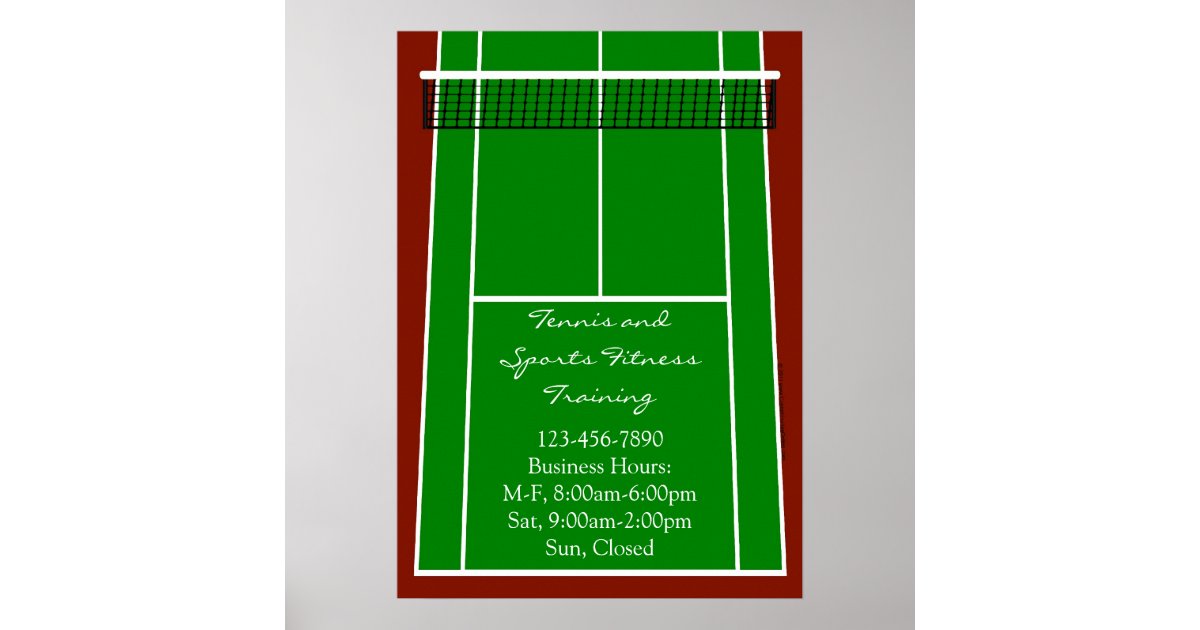 Tennis Court Layout Graphic Poster | Zazzle