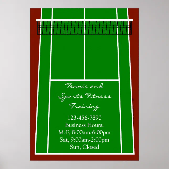 Tennis Court Layout Graphic Poster | Zazzle