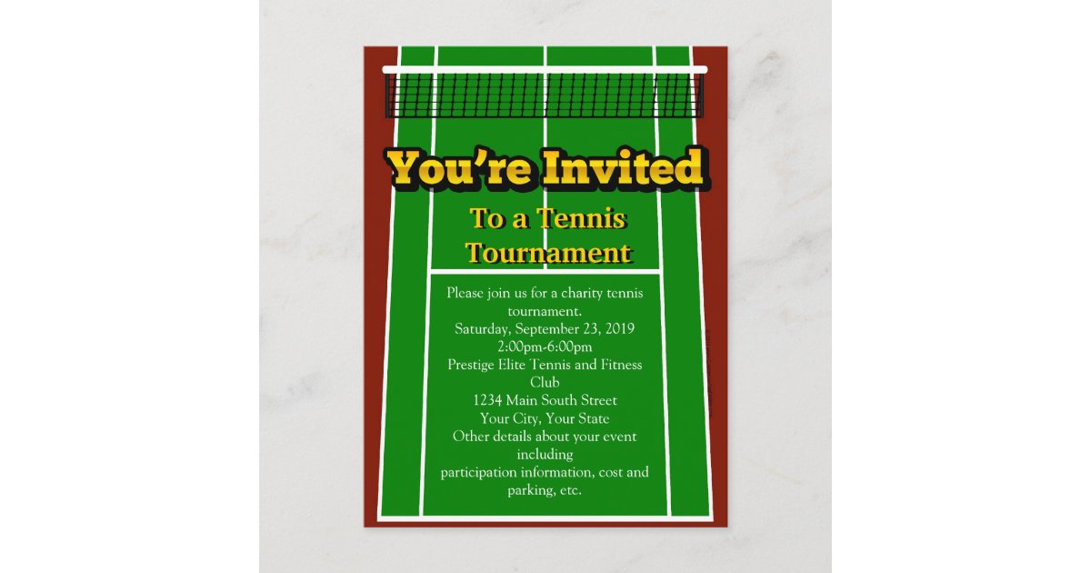 Tennis Court Layout Graphic, You're Invited Invitation Postcard | Zazzle