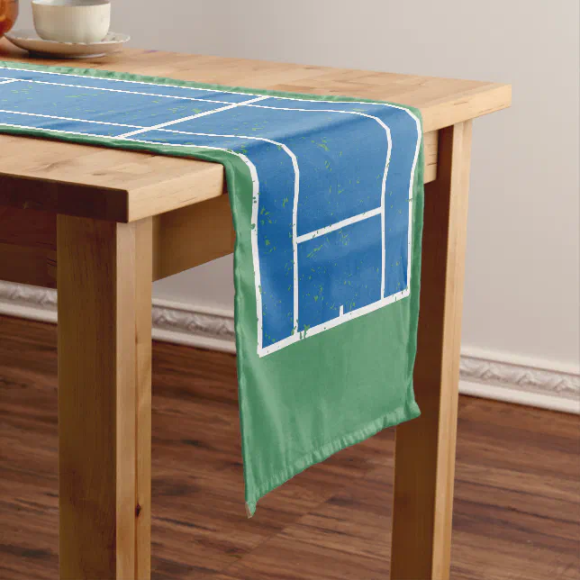 Tennis Courts in Blue and Green Short Table Runner | Zazzle