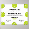Tennis Excellence Award Certificate - Instant Poster | Zazzle