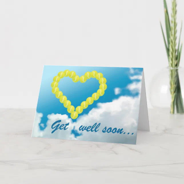 Tennis heart get well soon personalized card | Zazzle