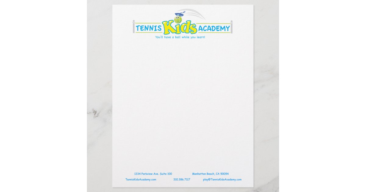 Tennis Kids Academy custom letterhead template | Zazzle