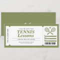 Tennis Lesson Gift Certificate Voucher Invitation | Zazzle