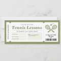Tennis Lesson Gift Voucher Certificate Invitation | Zazzle