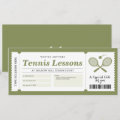 Tennis Lesson Gift Voucher Certificate Invitation | Zazzle