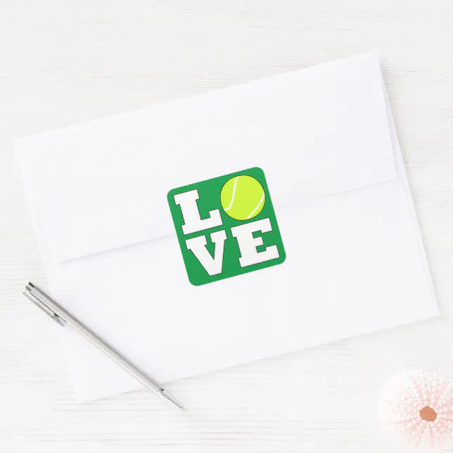Tennis LOVE Fun Sports Player Team Party Square Sticker | Zazzle