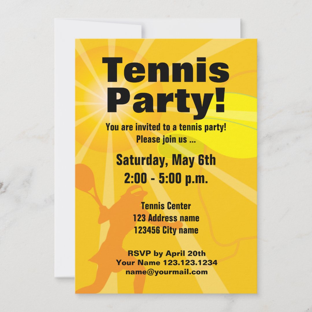 Tennis party invitation template | Zazzle