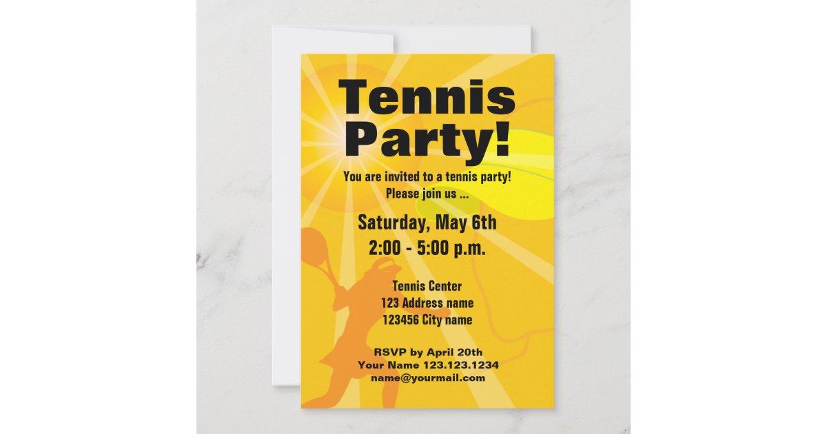 Tennis party invitation template | Zazzle