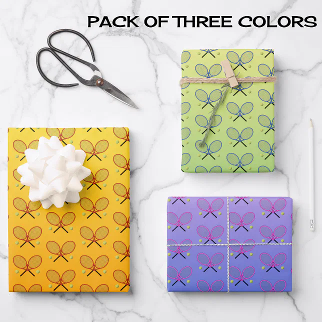 Tennis patterned wrapping paper sheets | Zazzle