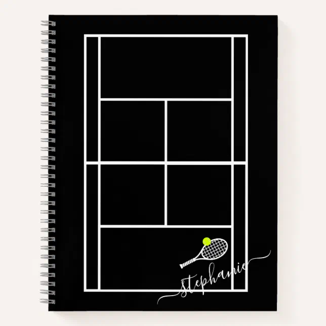 Tennis Personalized Elegant Script Custom Name Notebook | Zazzle