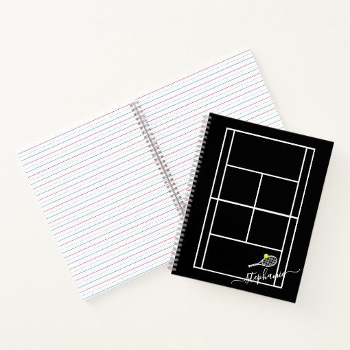 Tennis Personalized Elegant Script Custom Name Notebook | Zazzle