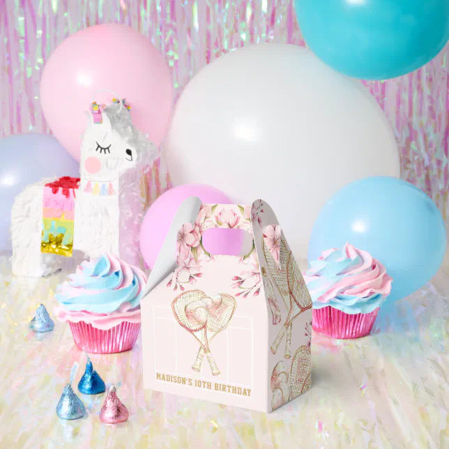 Tennis Personalized Girl Birthday Favor Boxes | Zazzle