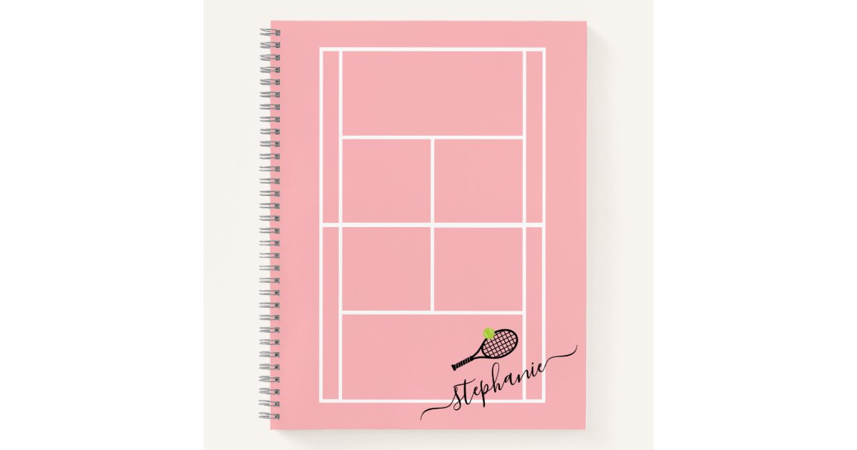 Tennis Personalized Girly Script Monogram Notebook | Zazzle