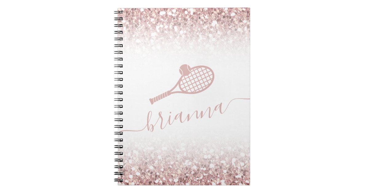 Tennis Personalized Pink Girly Glitter Notebook | Zazzle