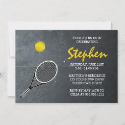 Tennis Player Chalkboard Photo Graduation Invitation | Zazzle