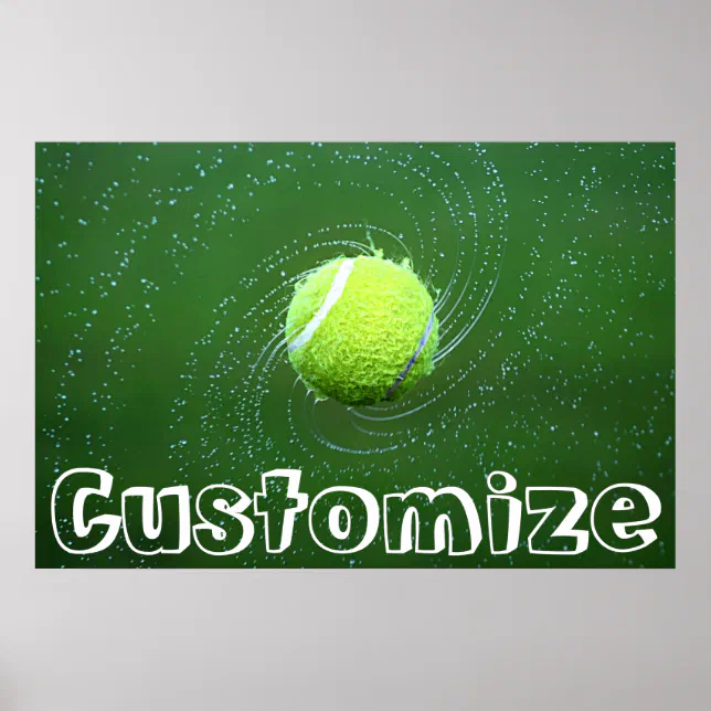 Tennis Player Custom Text Spinning Tennis Ball Poster | Zazzle