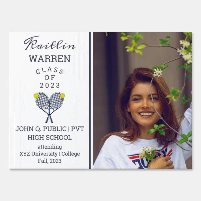Tennis Player Photo Graduation Sign | Zazzle