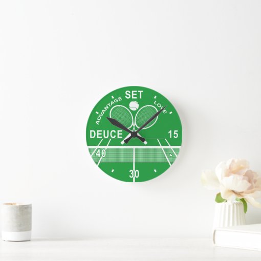 Tennis Players, Tennis Clock. Round Clock | Zazzle