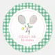 Tennis preppy plaid birthday invitation classic round sticker | Zazzle