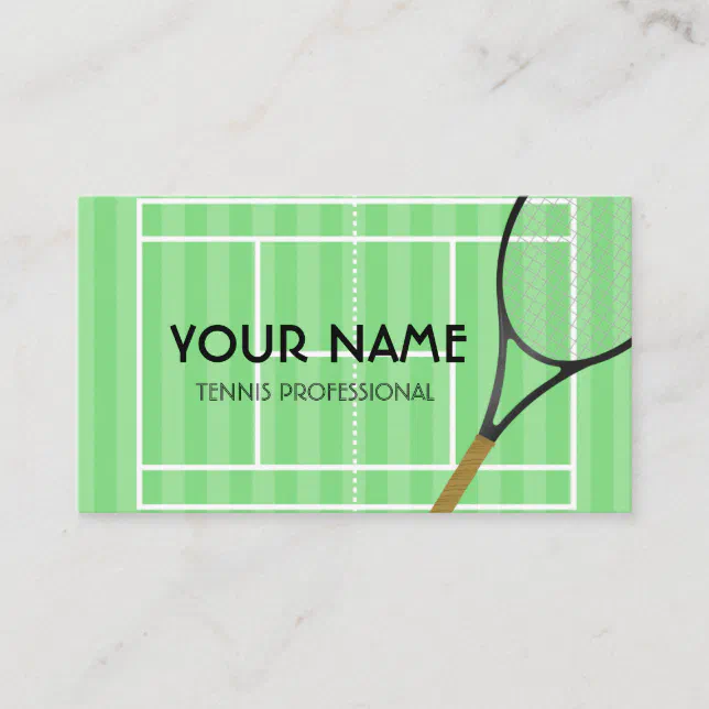 Tennis Professional Coach Grass Court Athletic Fun Business Card | Zazzle
