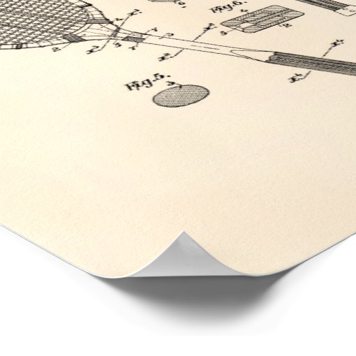 Tennis Racket 1925 Patent Art Old Peper Poster | Zazzle