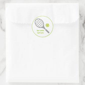 Tennis racket and ball custom classic round sticker | Zazzle