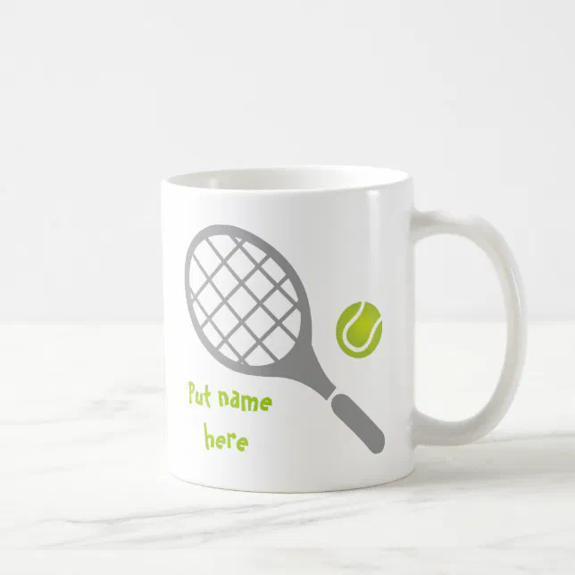 Tennis racket and ball custom coffee mug | Zazzle