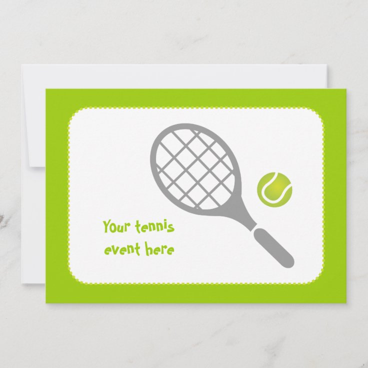 Tennis racket and ball custom invitation | Zazzle