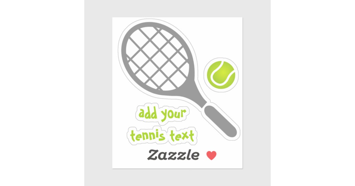 Tennis racket and ball grey and green sticker | Zazzle