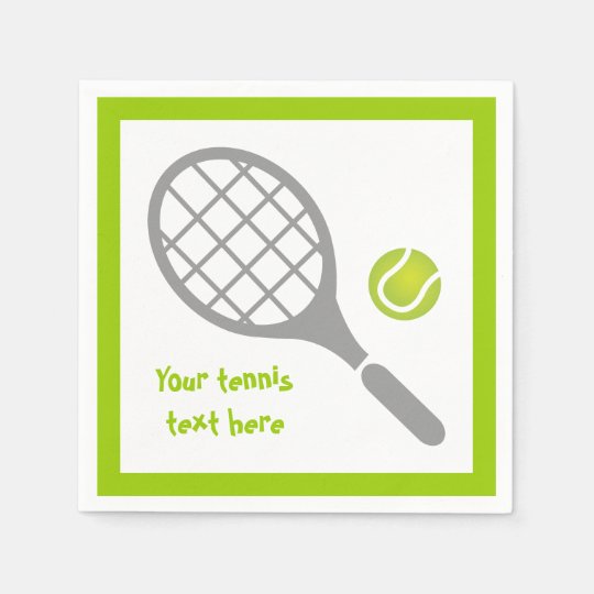 Tennis racket and ball grey, green modern custom paper napkins | Zazzle.com
