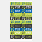 Tennis racket and ball name phone number property labels | Zazzle