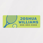 Tennis racket and ball name phone number property labels | Zazzle