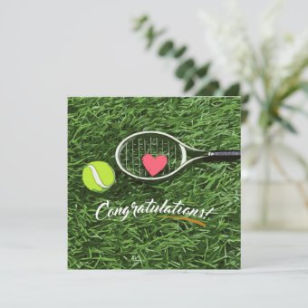 Tennis racket and ball with love congratulations | Zazzle