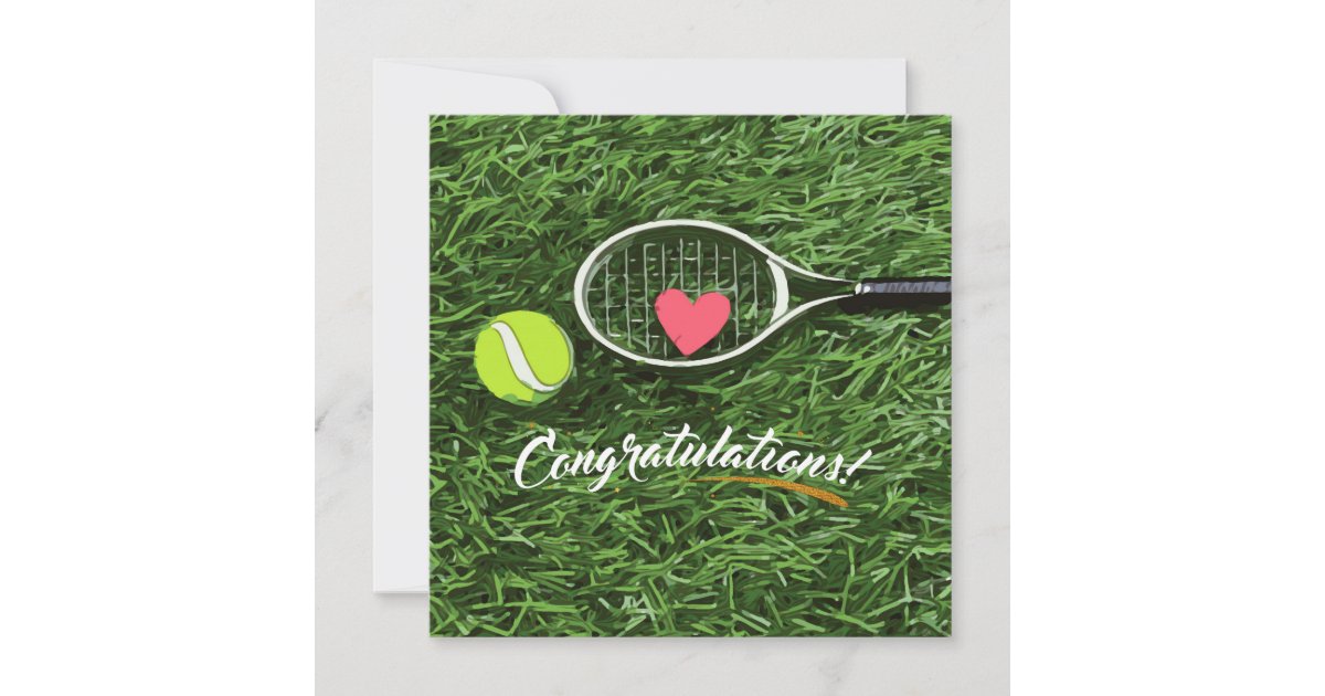 Tennis racket and ball with love congratulations | Zazzle