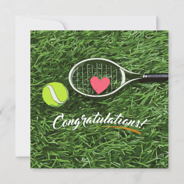Tennis racket and ball with love congratulations | Zazzle