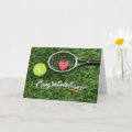 Tennis racket and ball with love congratulations card | Zazzle